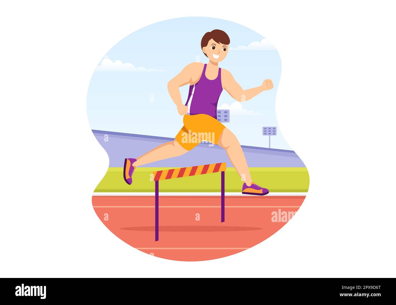Athlete Run Hurdle Long Jump Sportsman Game Illustration in Obstacle ...