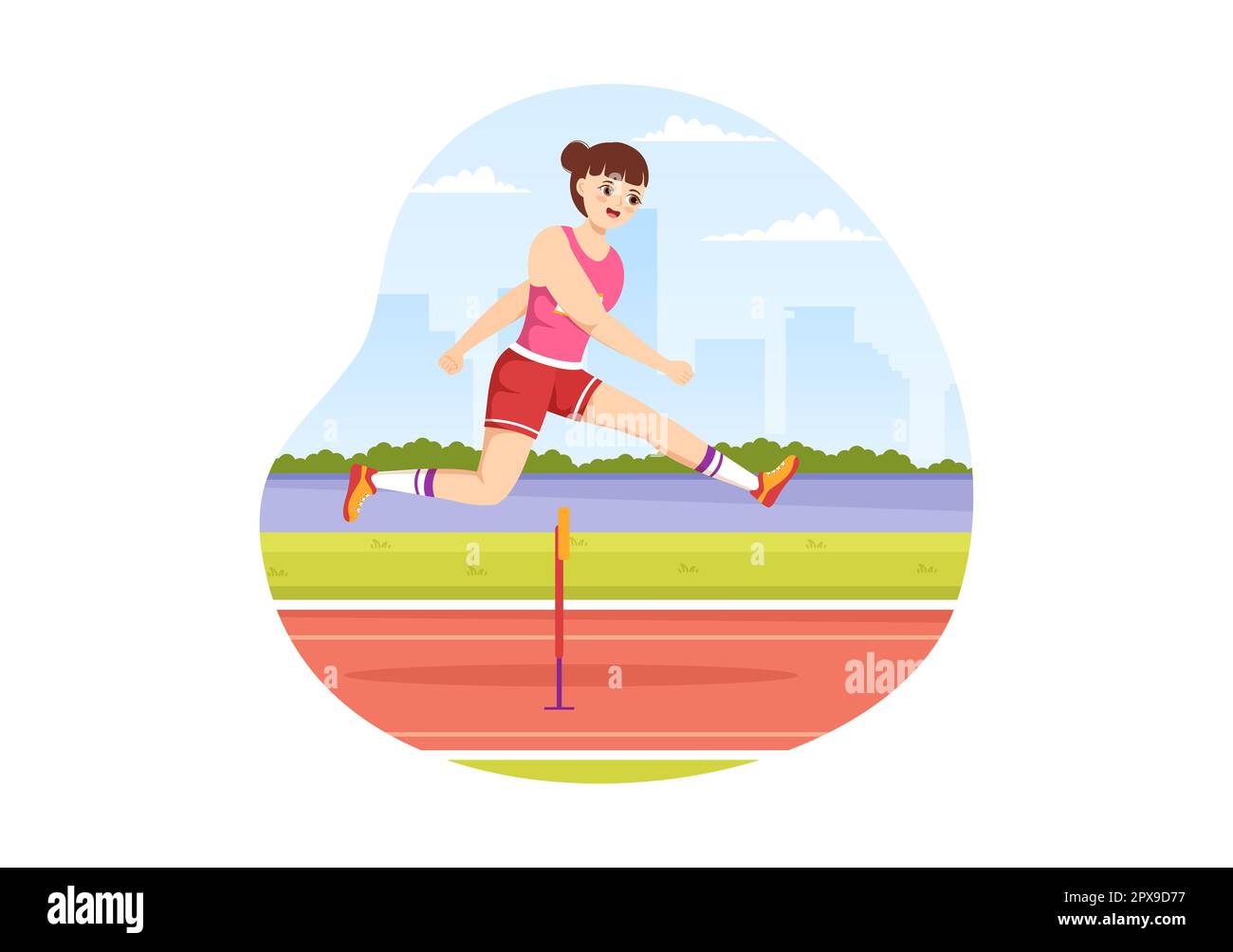 Athlete Run Hurdle Long Jump Sportsman Game Illustration in Obstacle ...