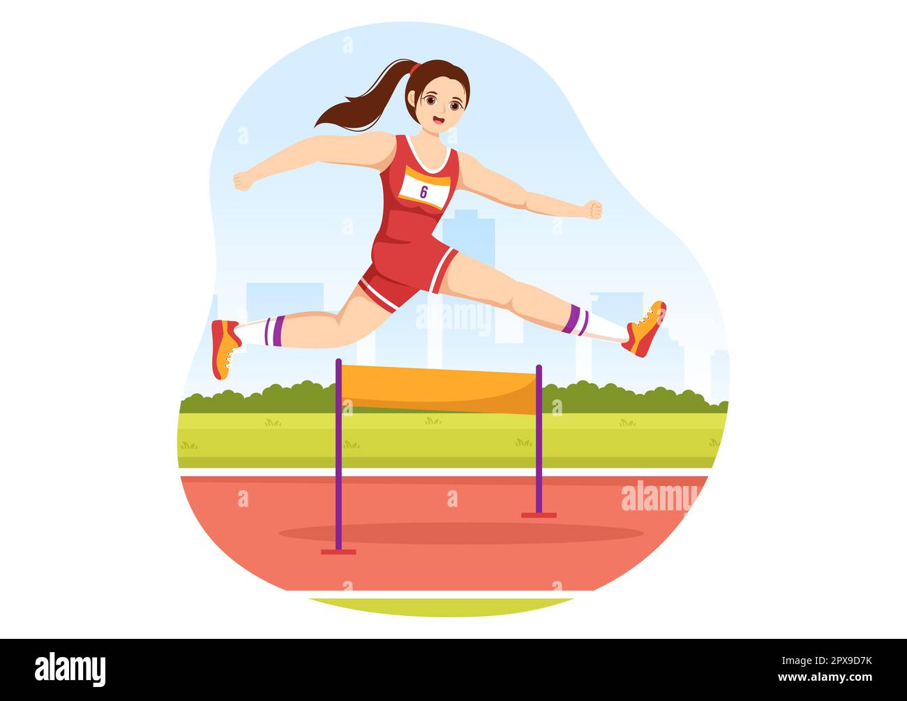 Athlete Run Hurdle Long Jump Sportsman Game Illustration in Obstacle ...
