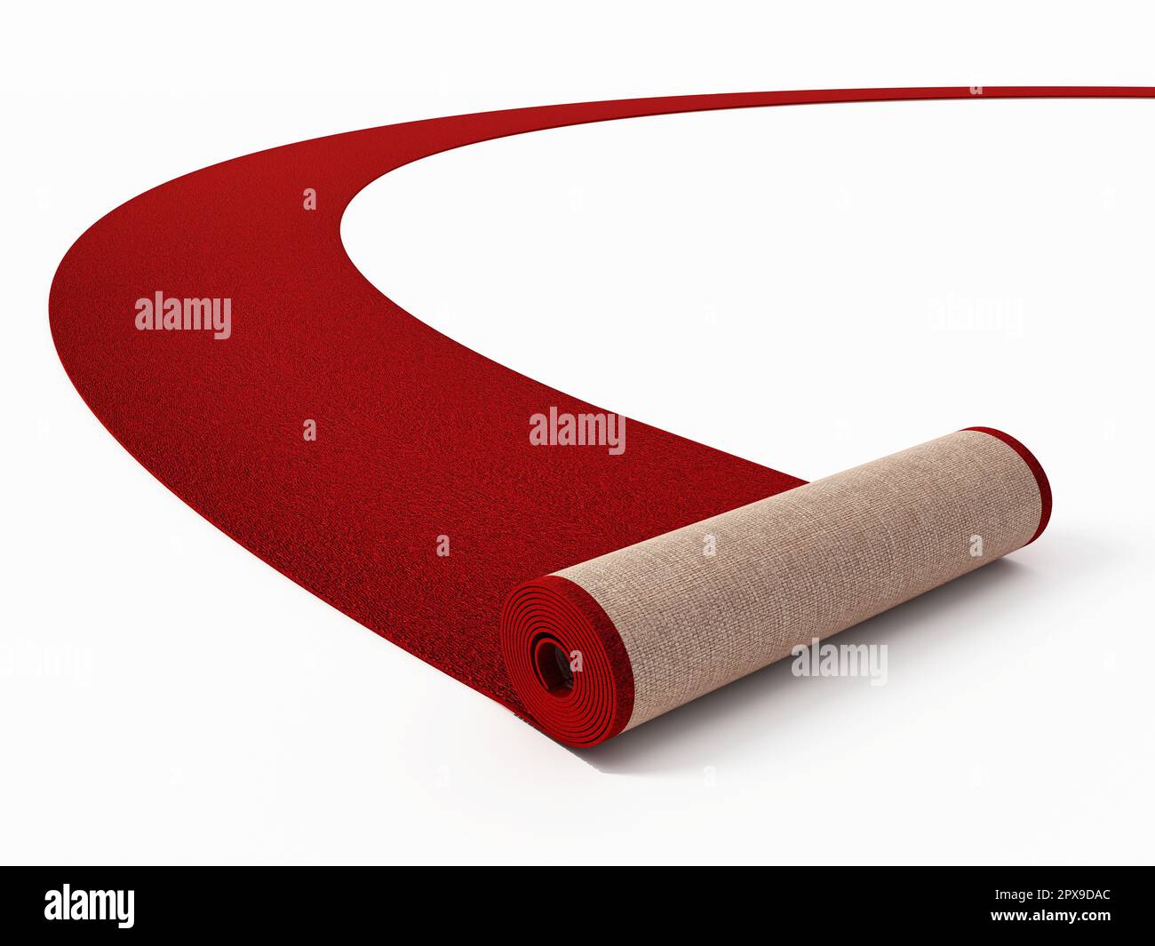 Rolling red carpet isolated on white background. 3D illustration Stock ...