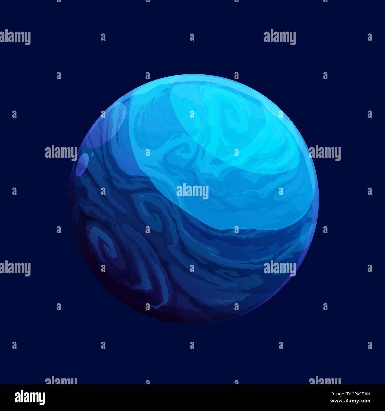 Cartoon blue space planet for fantasy galaxy game or alien world earth ...