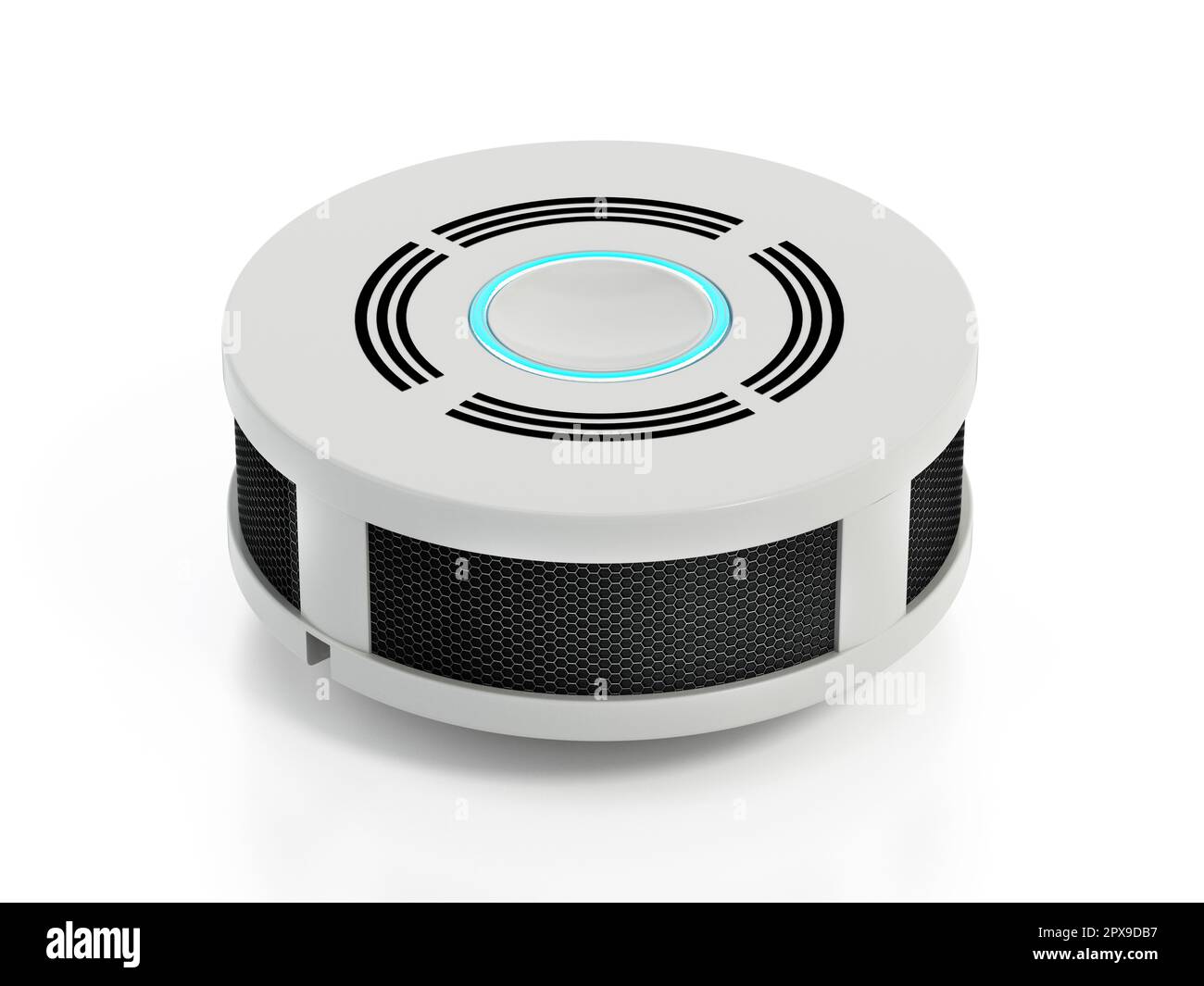 Smoke detector isolated on white background. 3D illustration Stock ...