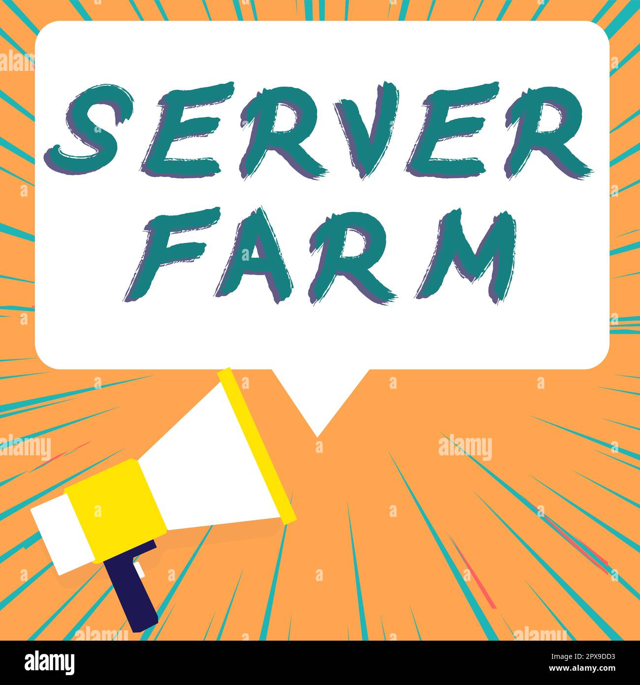 Writing displaying text Server Farm, Business idea a group of computers ...