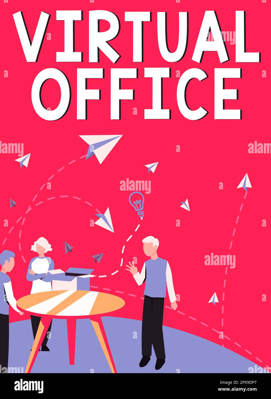 Conceptual display Virtual Office, Word Written on Mobile work ...