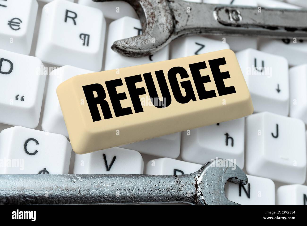 Sign displaying Refugee, Conceptual photo refer to movements of large ...