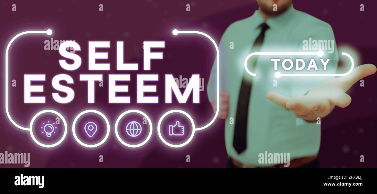 Conceptual caption Self Esteem, Word Written on a feeling of having ...