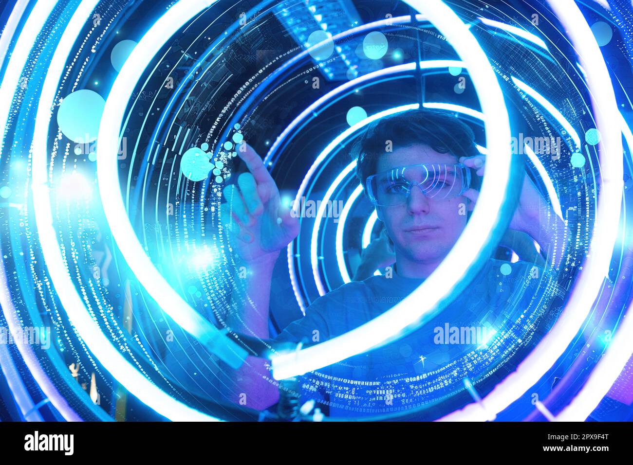 man inside virtual metaverse Stock Photo - Alamy