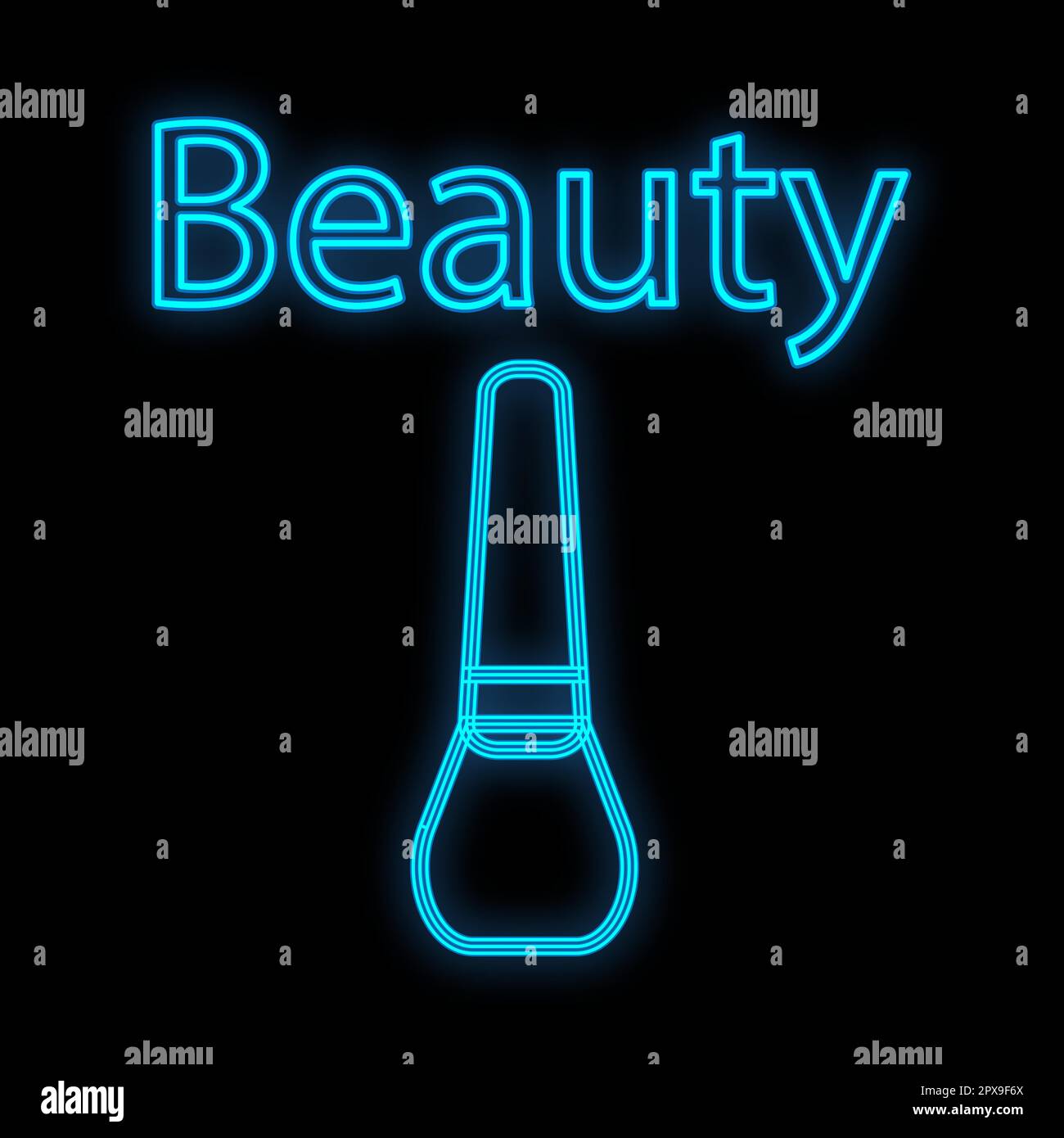 blue neon nail polish on a black matte background. neon illustration ...