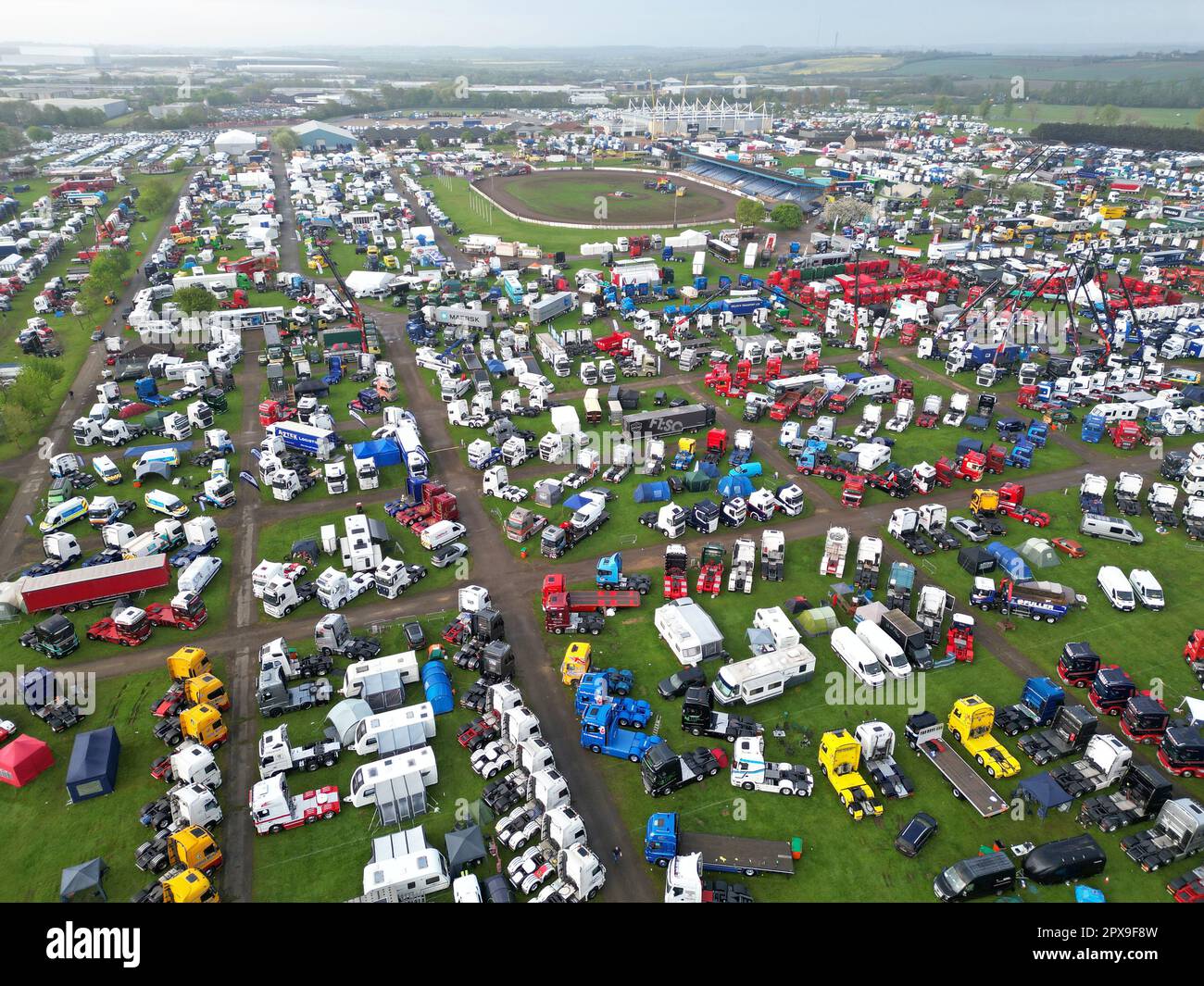 Peterborough, UK. 01st May, 2023. Hundreds of trucks and HGVs surround ...