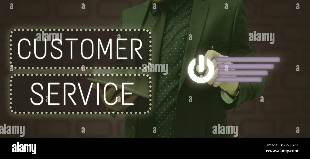 Conceptual display Customer Service, Business showcase process of ...
