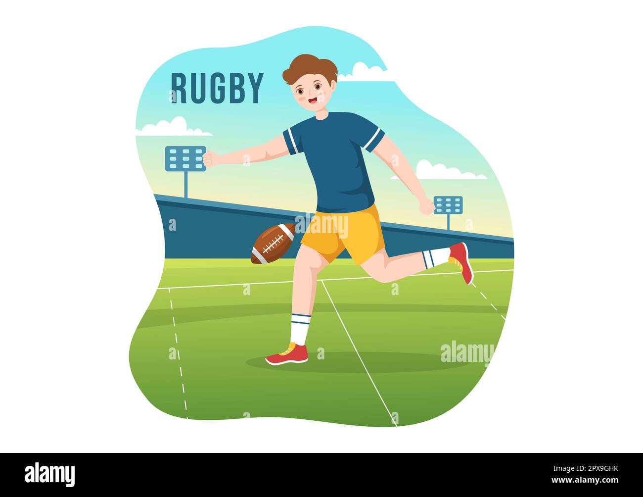 Rugby Player Running Illustration with a Ball in Championship Sport for ...