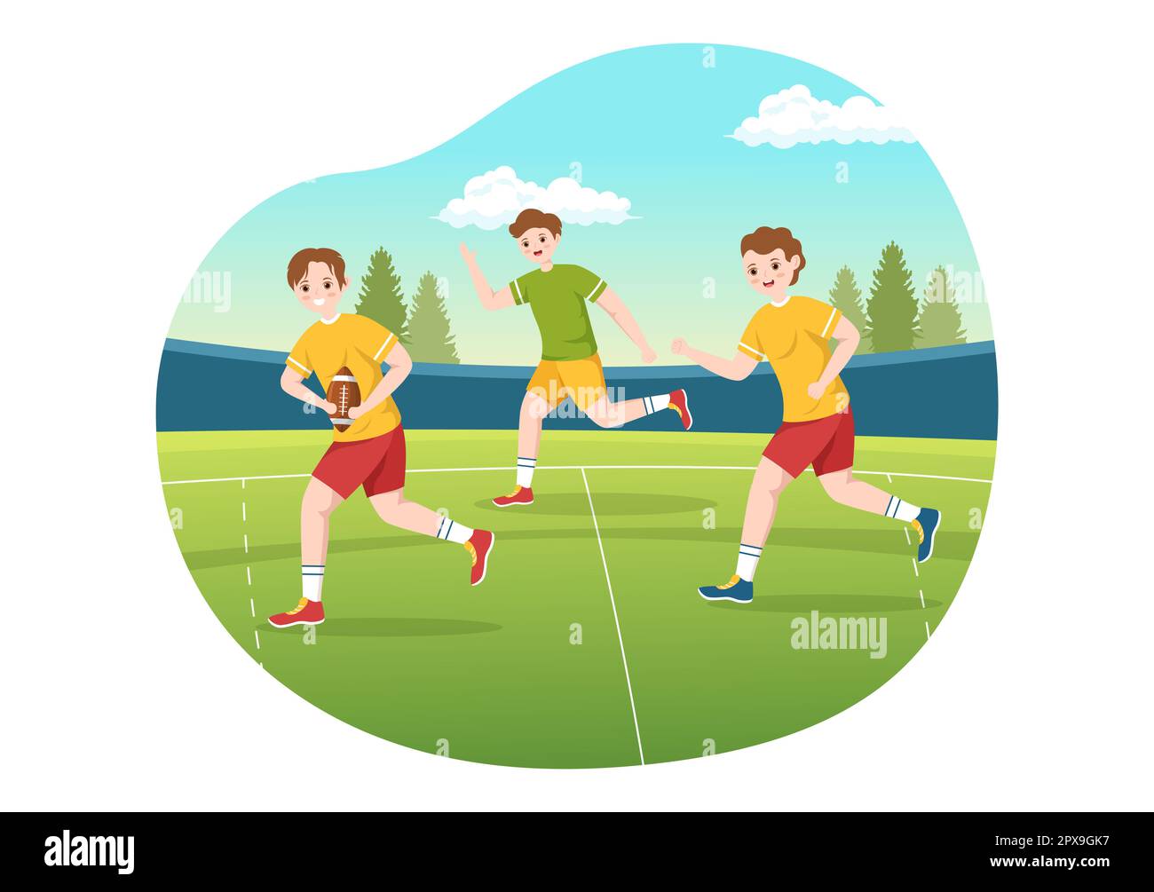 Rugby Player Running Illustration with a Ball in Championship Sport for ...