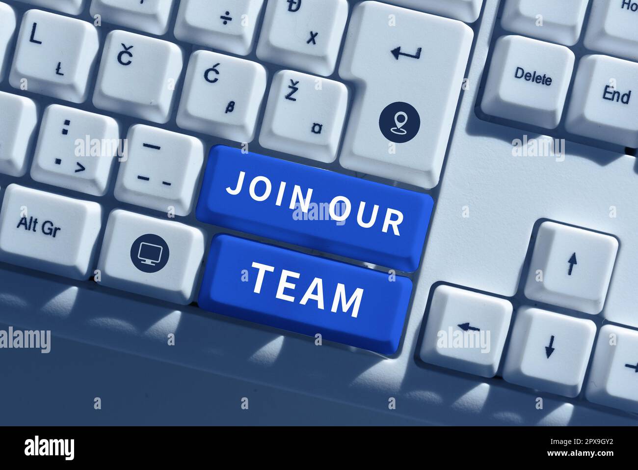 Text caption presenting Join Our Team, Concept meaning Allied Associate ...