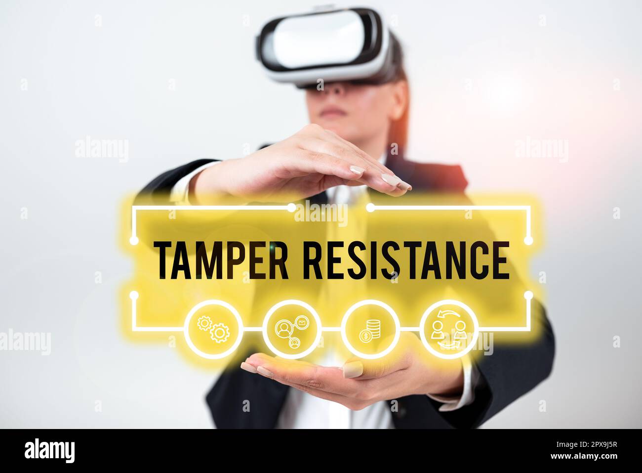 Hand writing sign Tamper Resistance, Business showcase resilent to ...