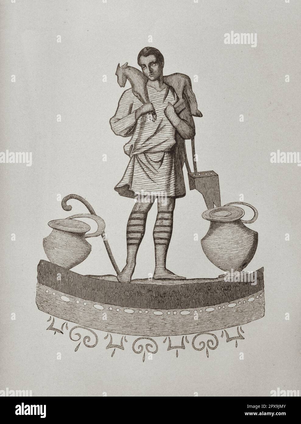Vintage illustration of Good Shepherd from Catacombs of Saint Agnes ...