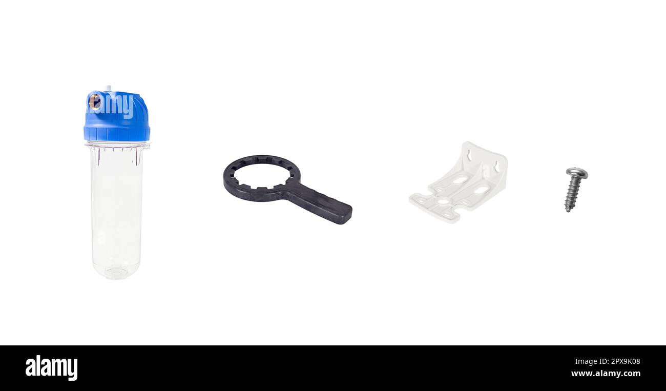 Carbon water filter device isolated over white Stock Photo - Alamy