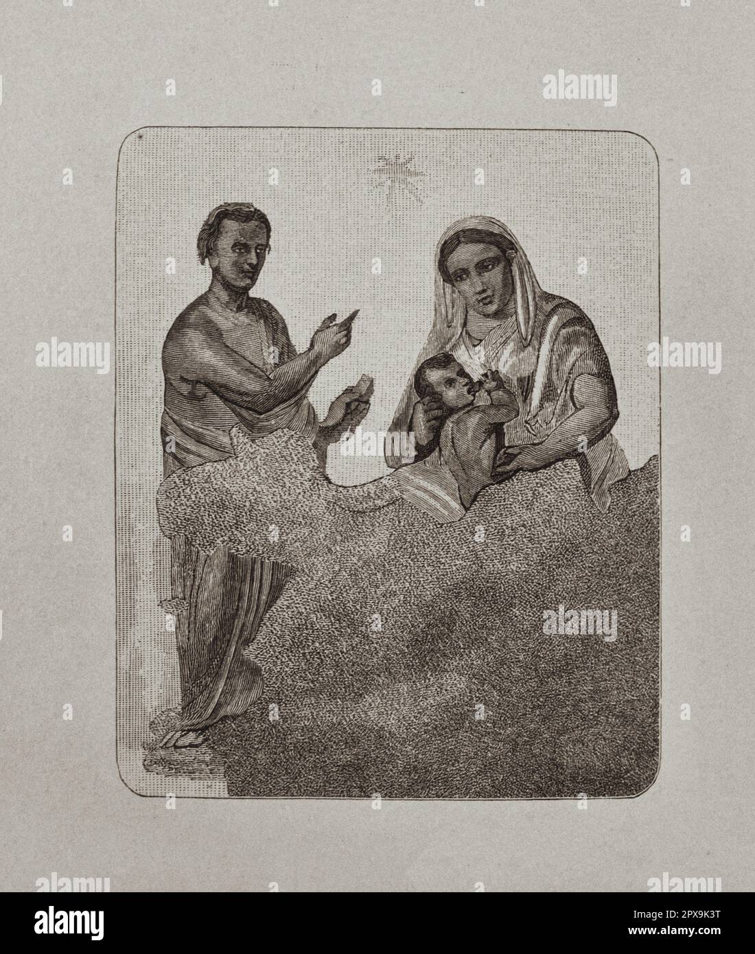 Vintage illustration of the Virgin Mary and the prophet Isaiah. (From ...