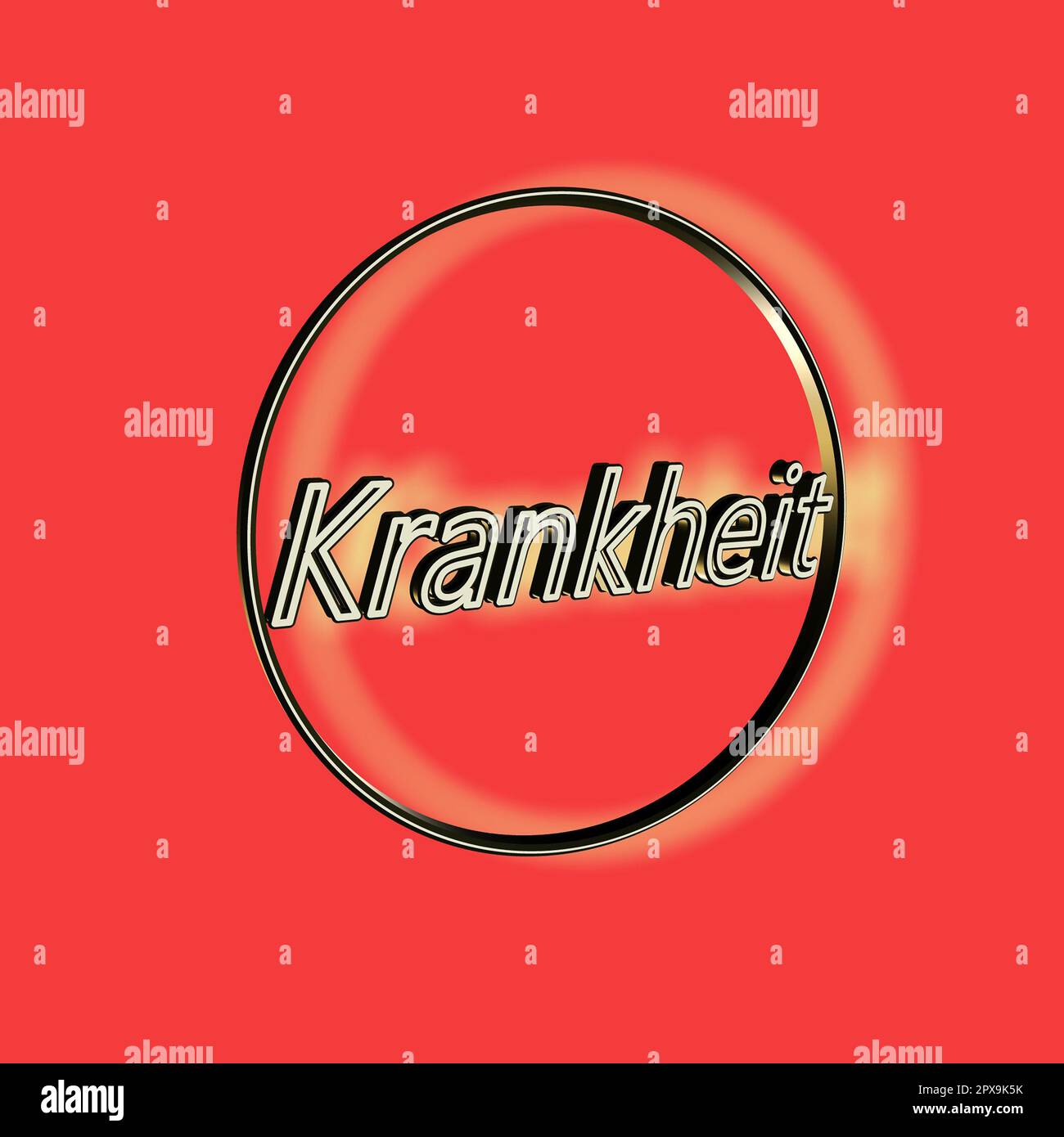 "Krankheit" = "Disease" - word, lettering or text as a 3D illustration ...