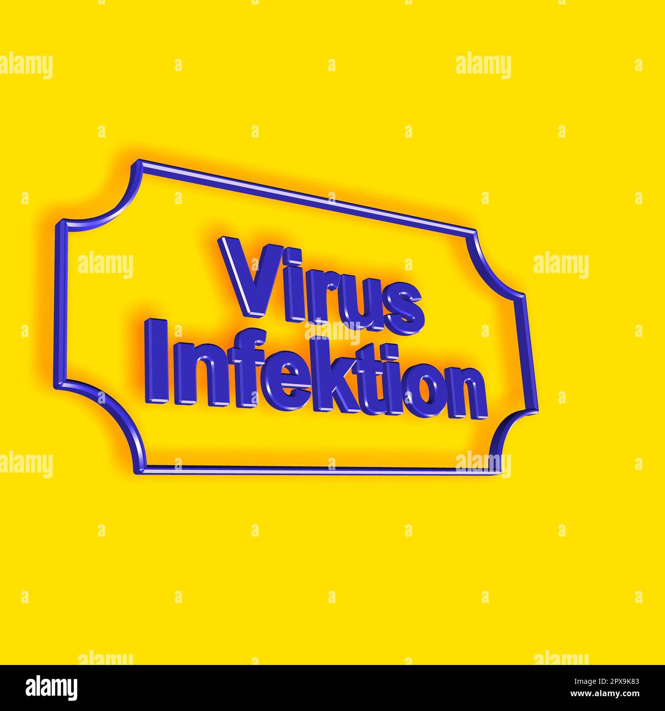 "Virusinfektion" = "Virus infection" - word, lettering or text as a 3D ...