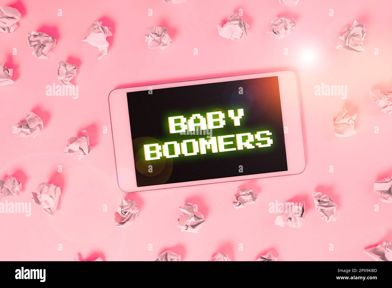 Text caption presenting Baby Boomers, Word for person who is born in ...
