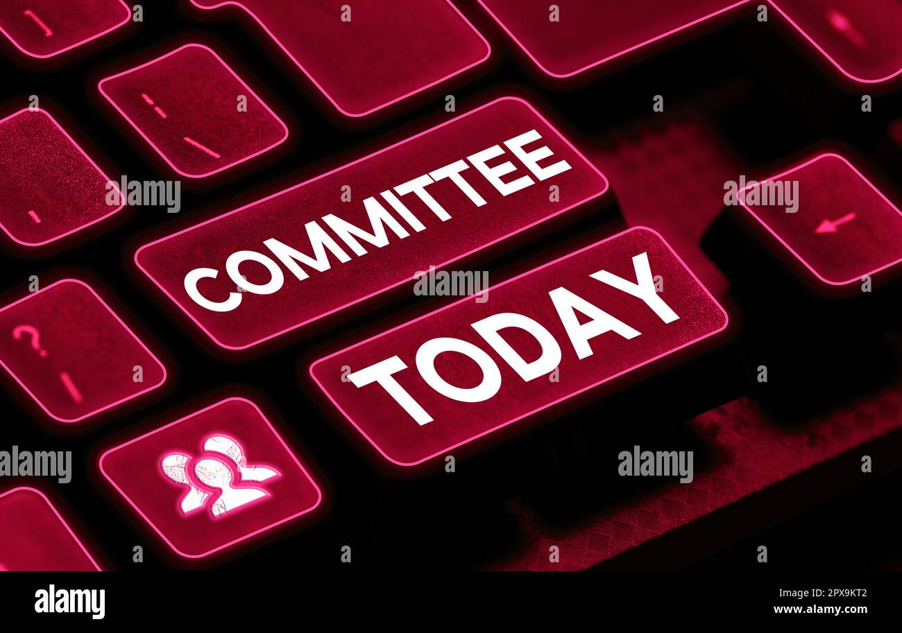 Hand writing sign Committee, Business overview Group of people ...