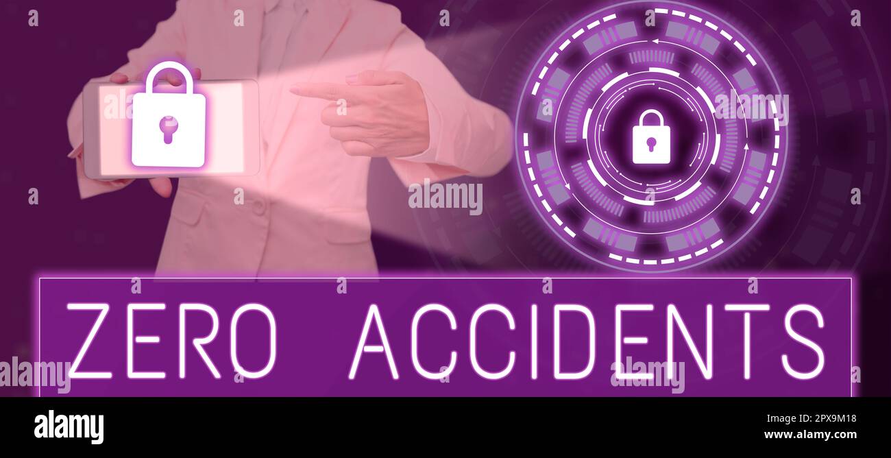 Conceptual caption Zero Accidents, Word Written on important strategy ...