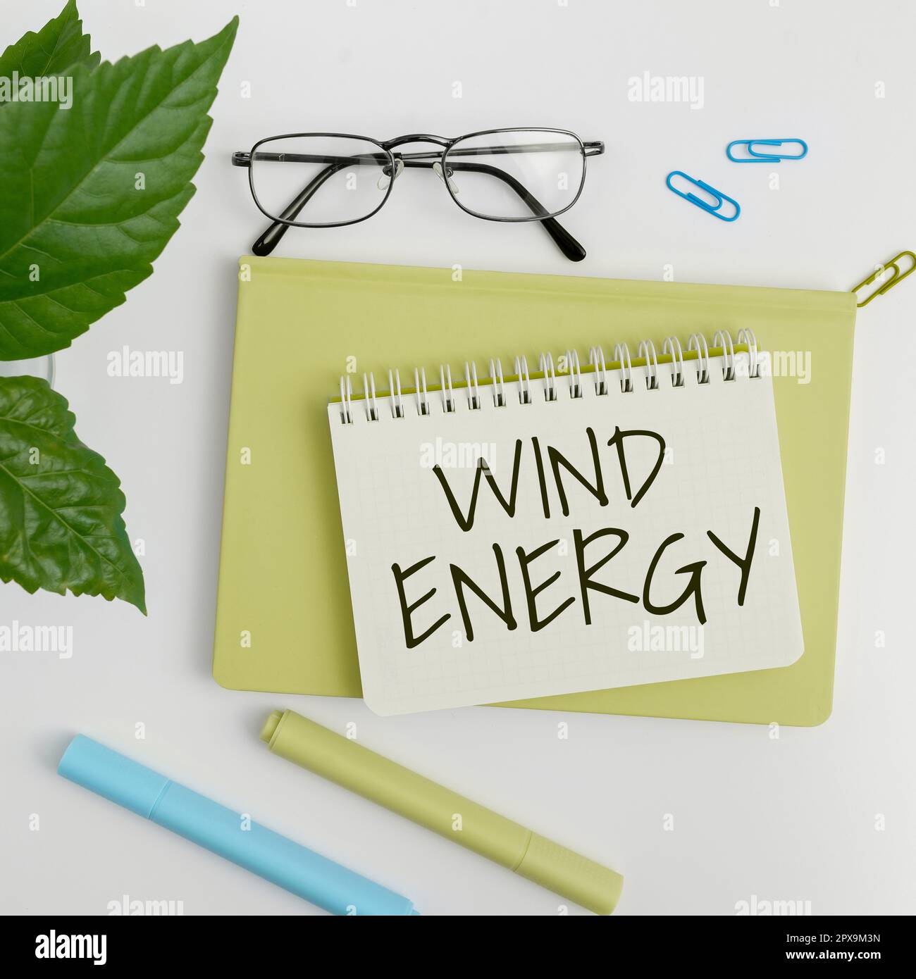 Text showing inspiration Wind Energy, Word Written on the process by ...
