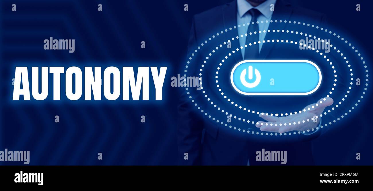 Hand writing sign Autonomy, Conceptual photo vehicle that can guide ...