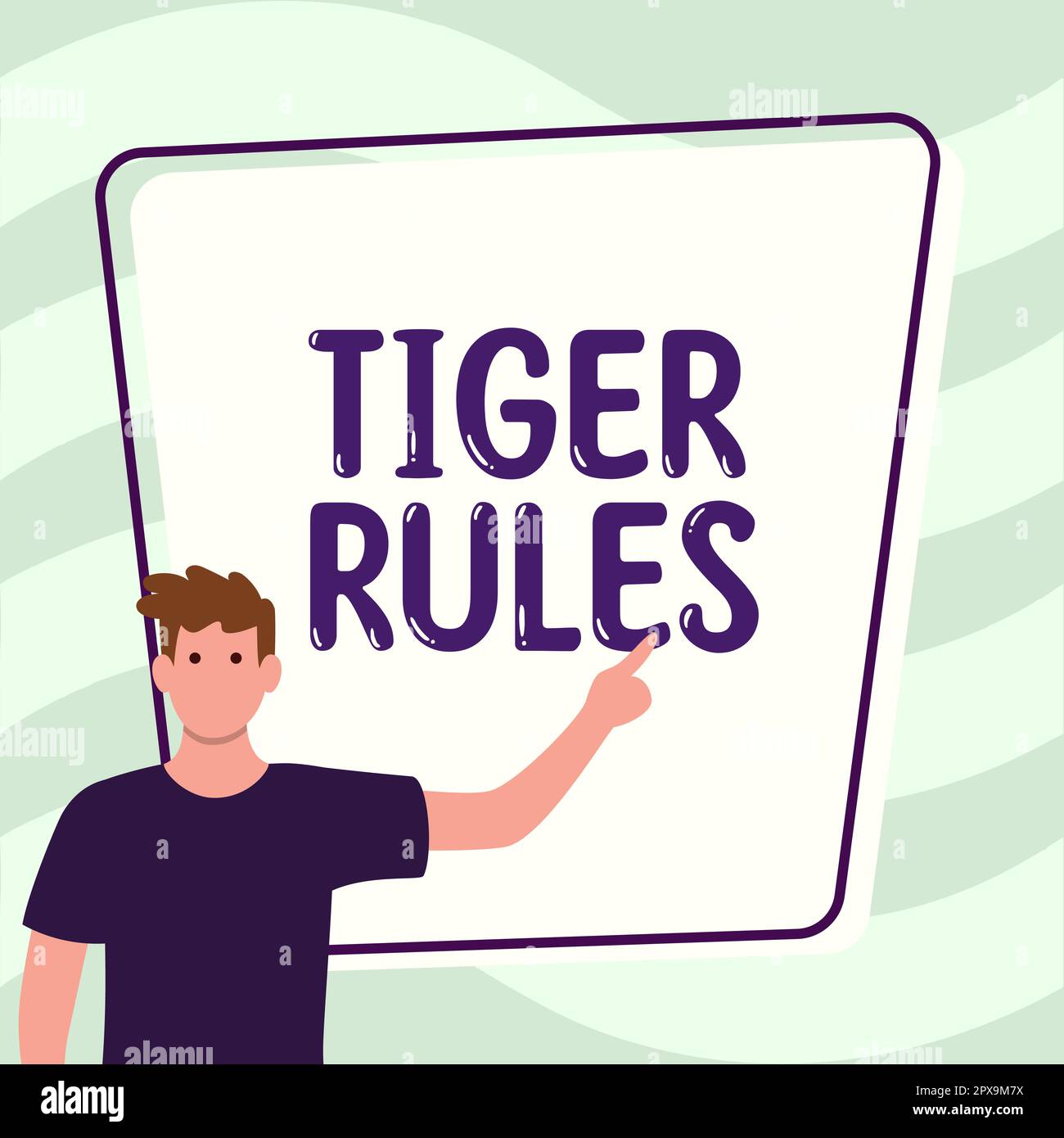 Text caption presenting Tiger Rules, Business concept Willpower and ...