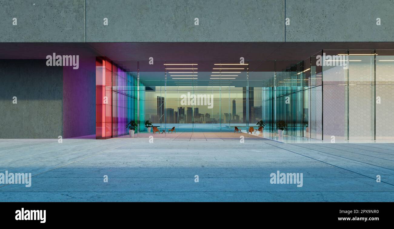 Modern office buildings exterior. 3d rendering Stock Photo - Alamy