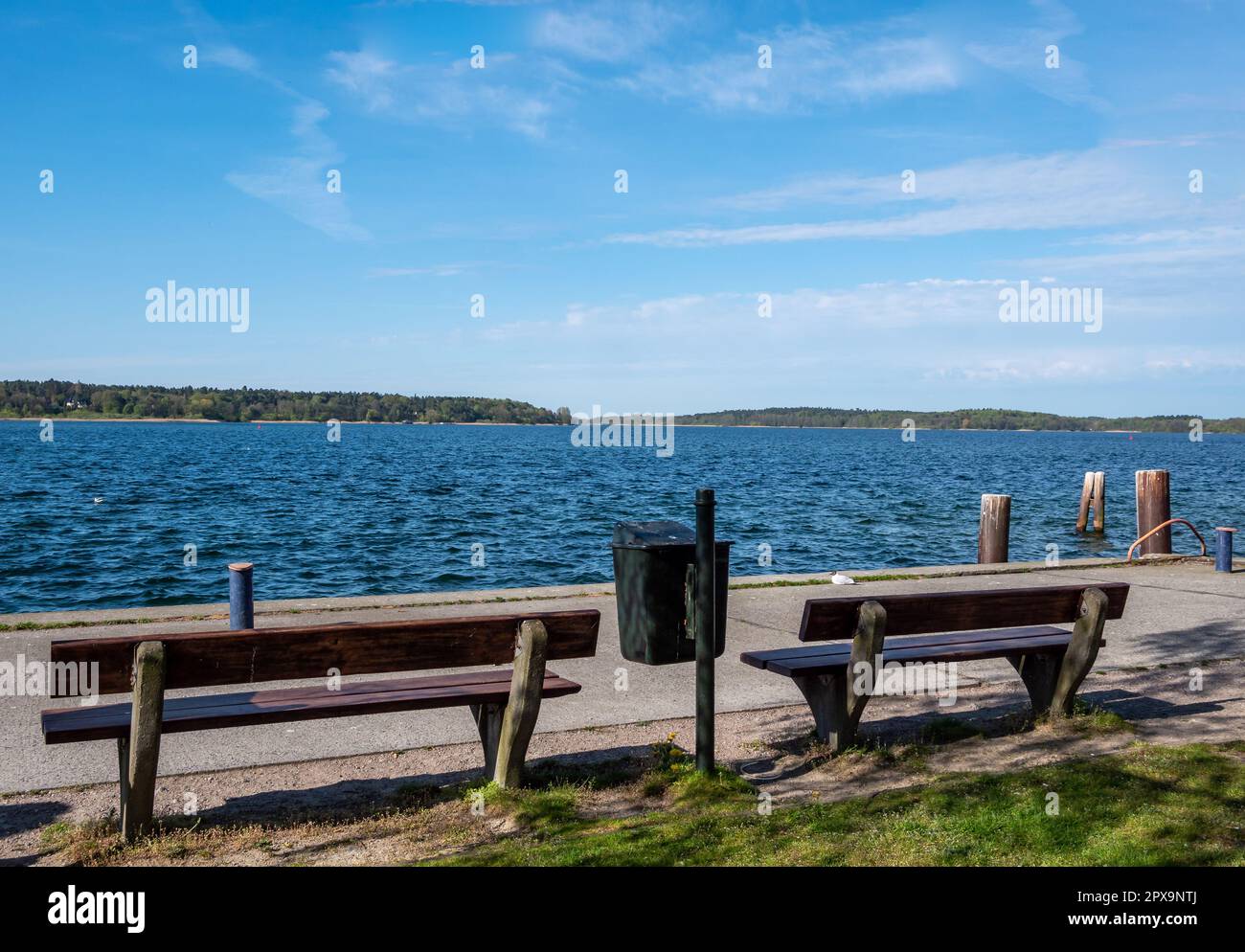 bench on the lake Mecklenburg Lake District Stock Photo - Alamy