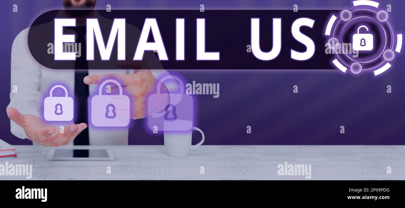 Text caption presenting Email Us, Word Written on Sending a commercial ...