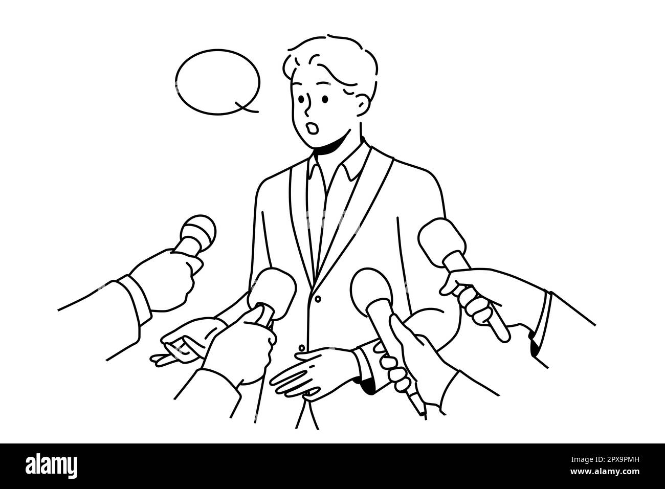 Media interview politician businessman press Black and White Stock ...