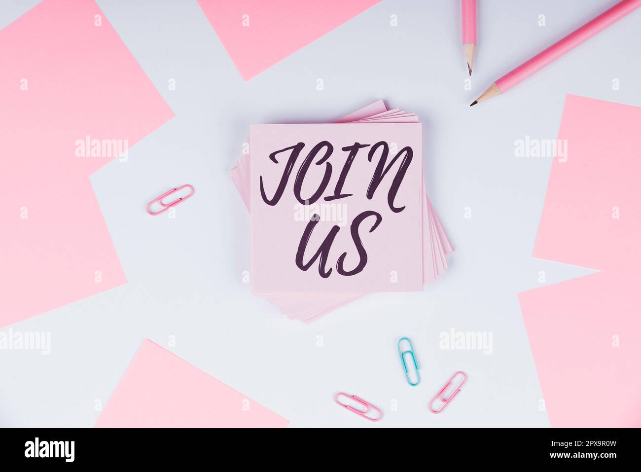 Hand writing sign Join Us, Word for Register in community Team or blog ...