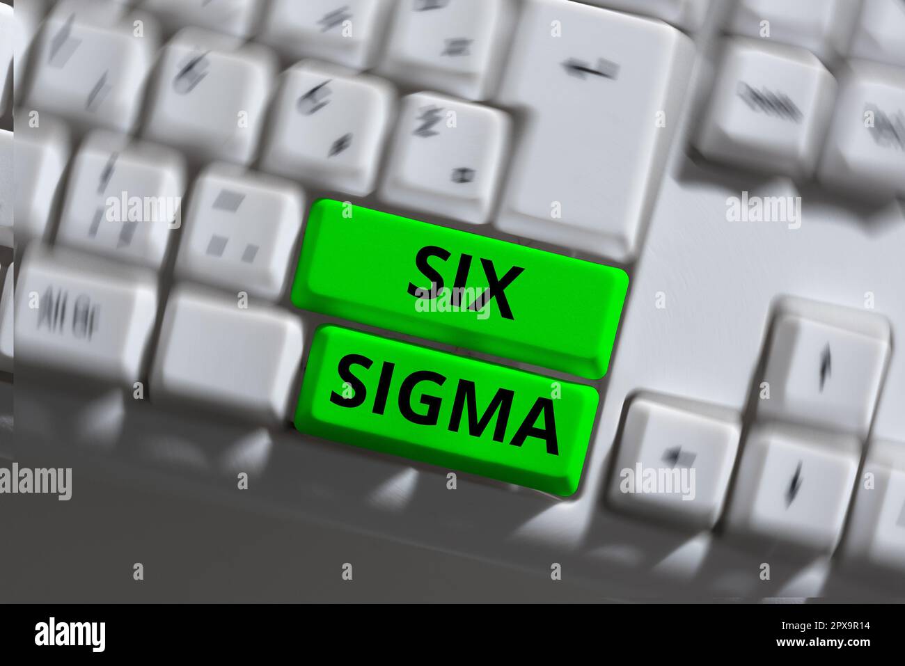 Text caption presenting Six Sigma, Word Written on management ...