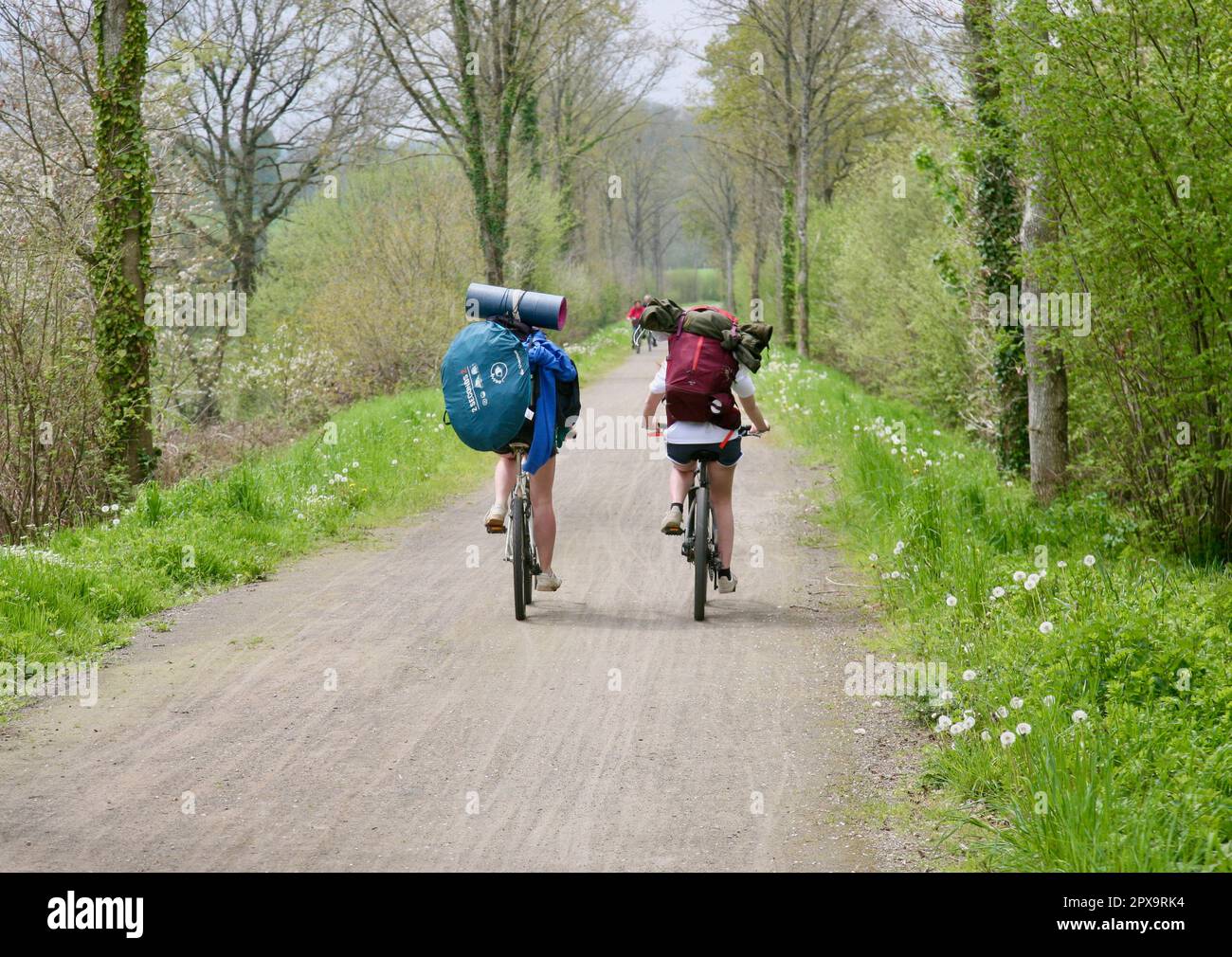 A view of young cyclists on the cycle track at Saint-Cyr-du-Bailleul ...