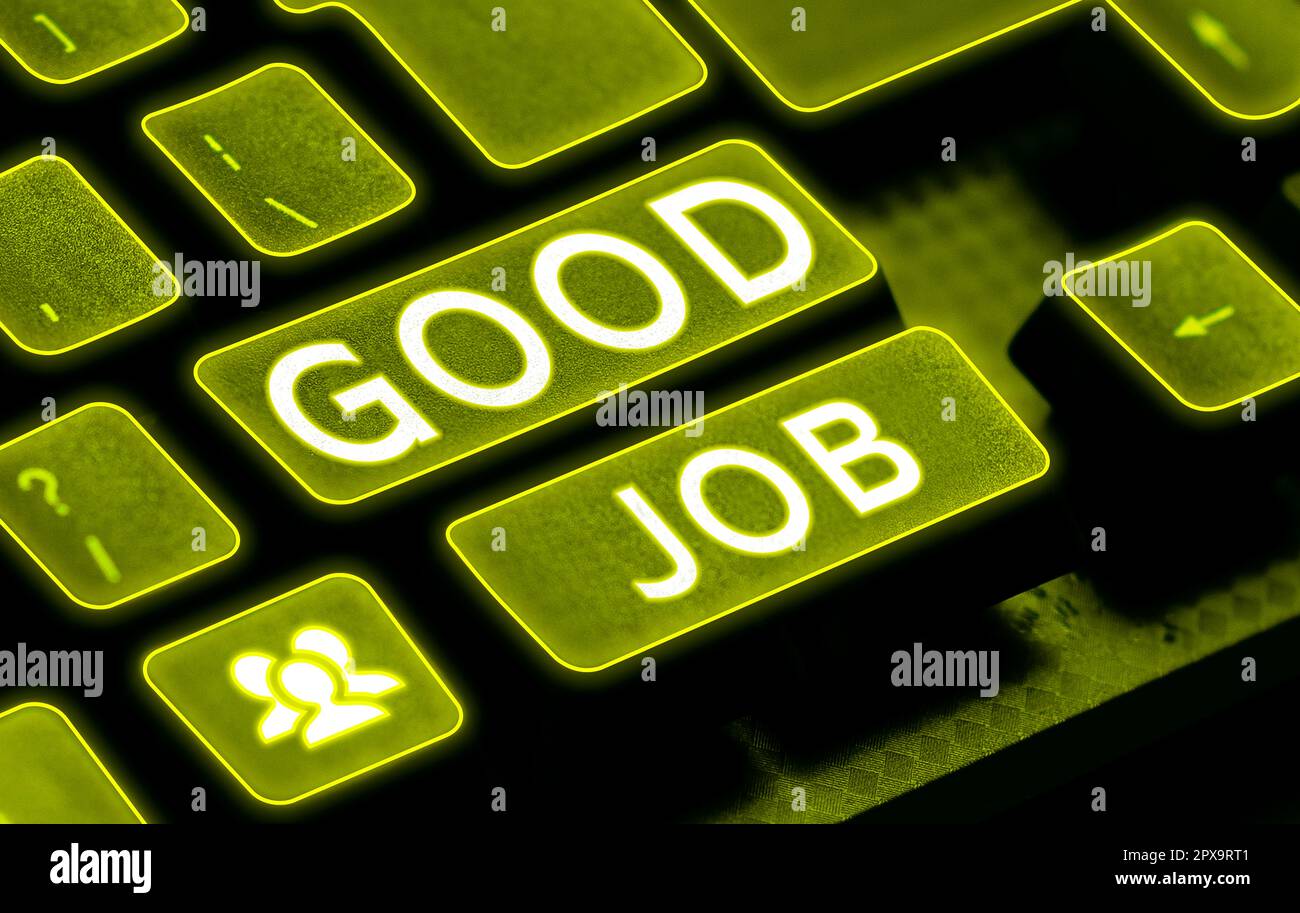 Conceptual caption Good Job, Internet Concept encourage someone for his ...