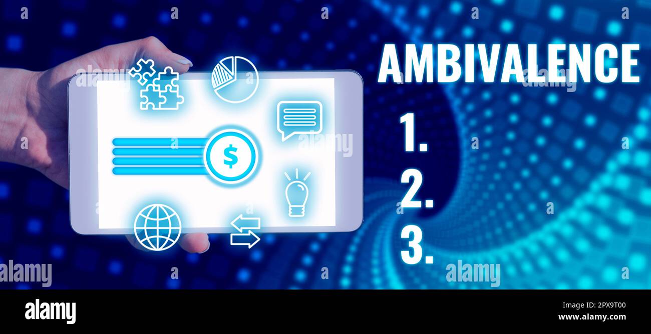 Sign displaying Ambivalence, Word Written on attitudes or feelings ...