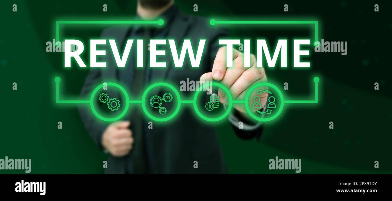 Sign displaying Review Time, Conceptual photo situation or system its ...