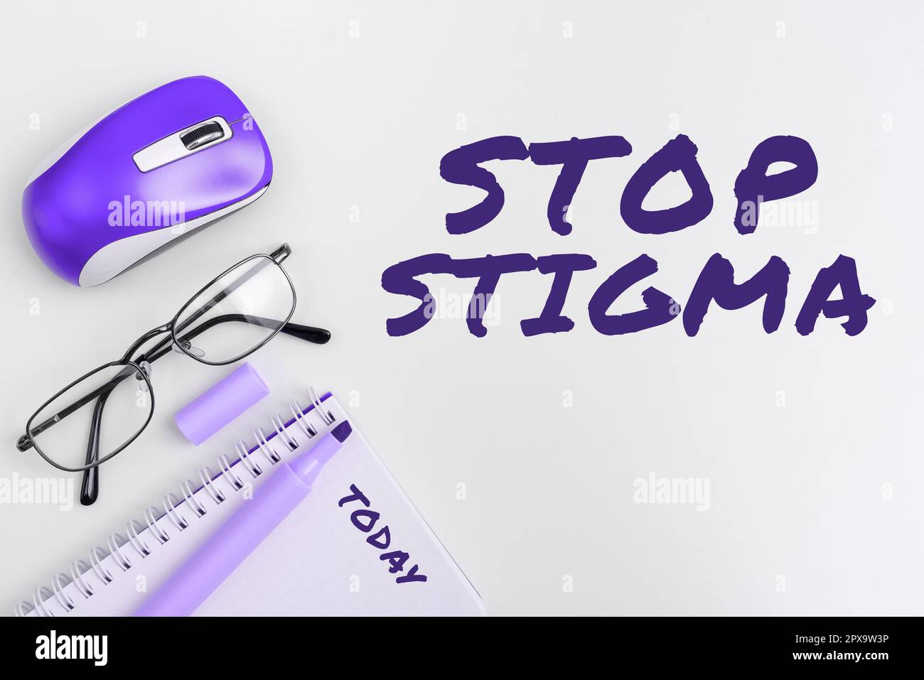 Sign displaying Stop Stigma, Word for end the feeling of disapproval ...