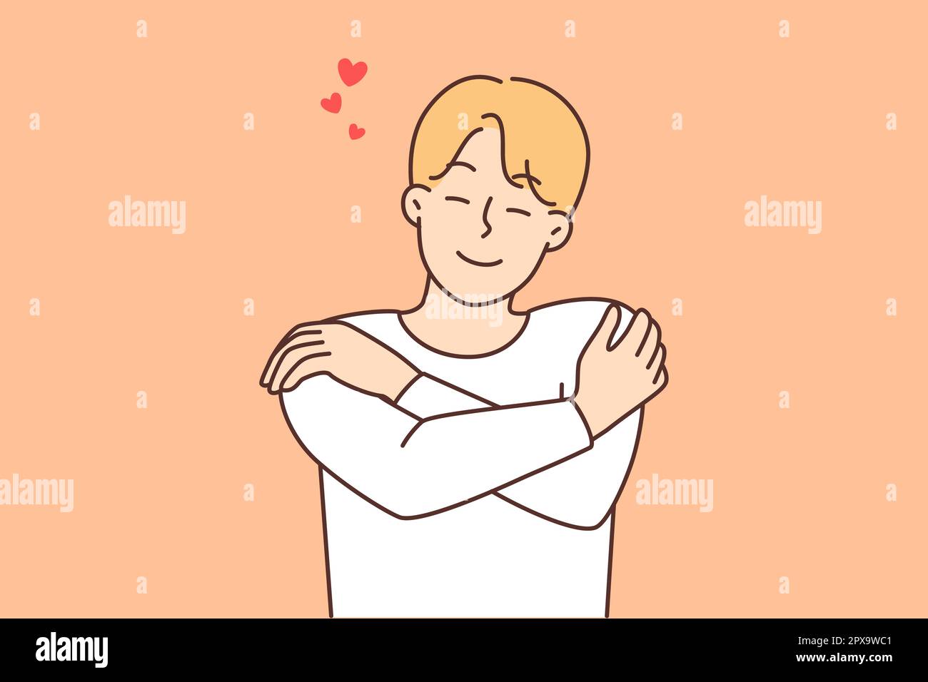 Man hugging himself hi-res stock photography and images - Alamy