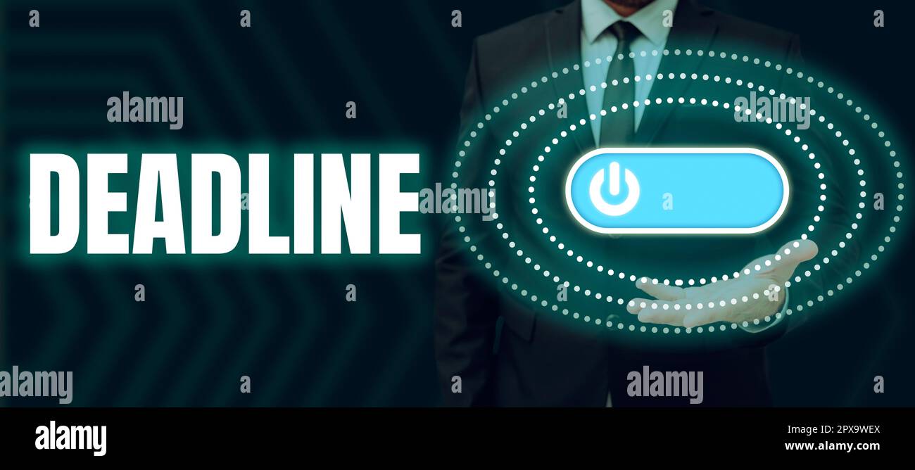 Text caption presenting Deadline, Business idea Period of time by which ...