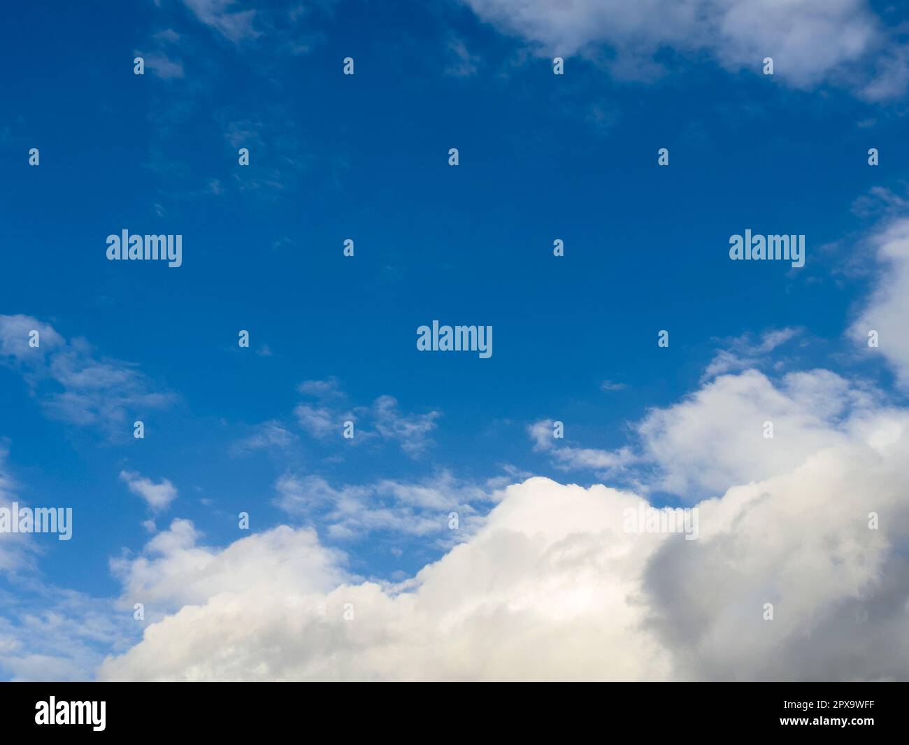 Cloudy sky background. Beautiful blue sky and white clouds. Empty space ...