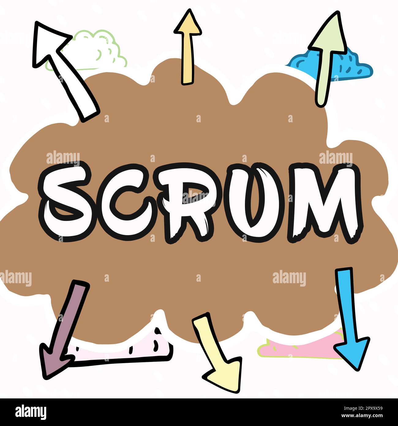 Sign Displaying Scrum Word Written On Handwriting As Distinct From Print Written Characters Of
