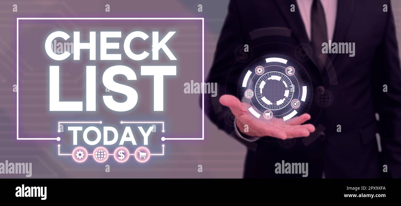 Sign displaying Check List, Internet Concept Items required Things to ...