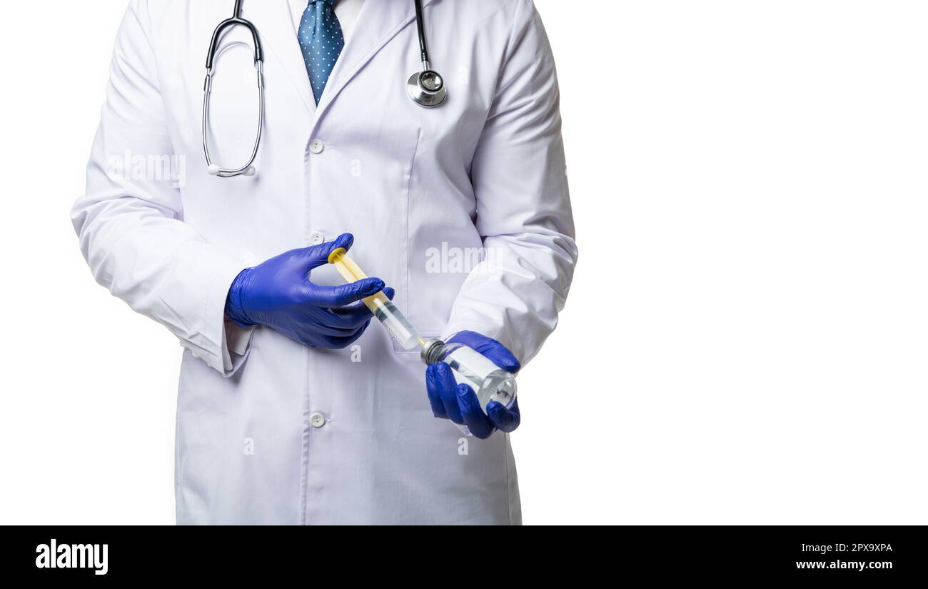 doctor do vaccination injection on banner background. photo of doctor ...