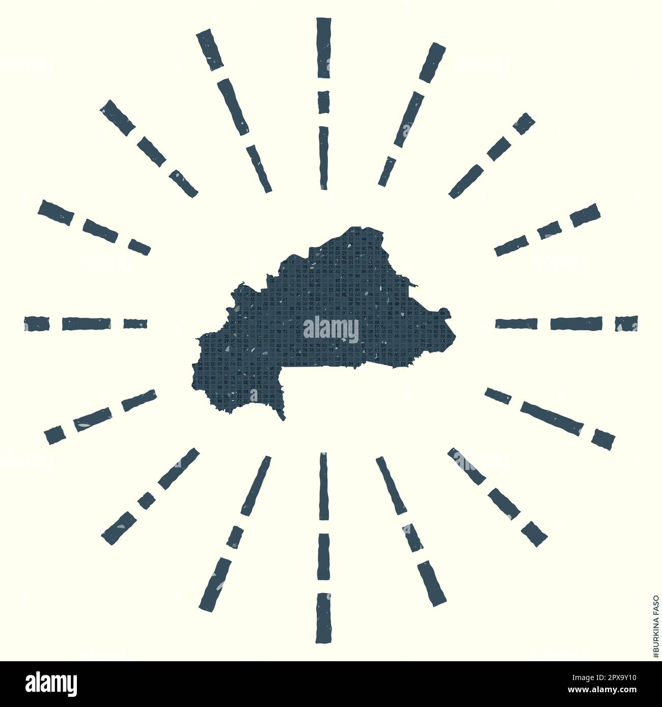 Burkina Faso Logo Grunge Sunburst Poster With Map Of The Country