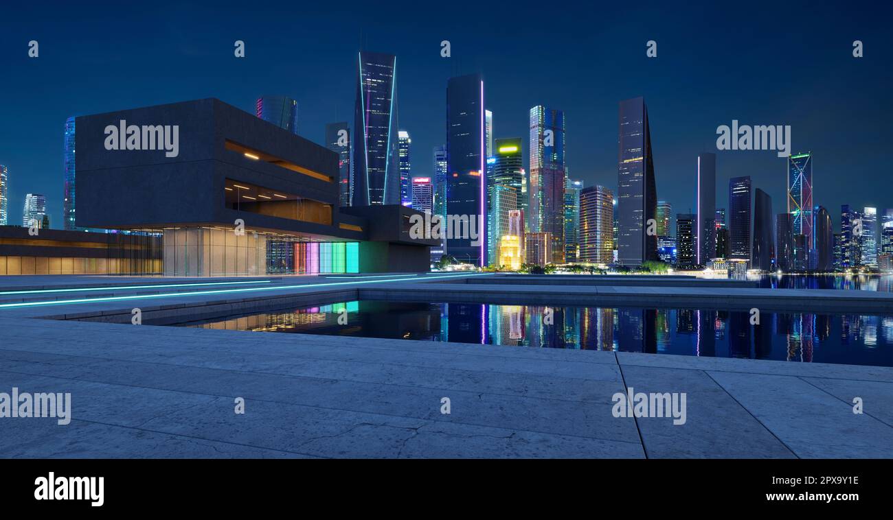 Modern office buildings exterior. 3d rendering Stock Photo - Alamy
