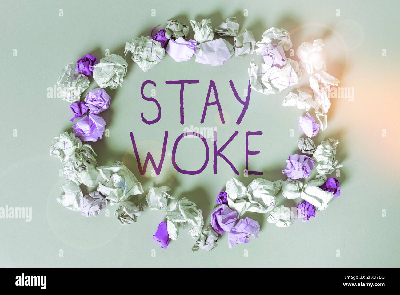 Hand writing sign Stay Woke, Business overview being aware of your ...