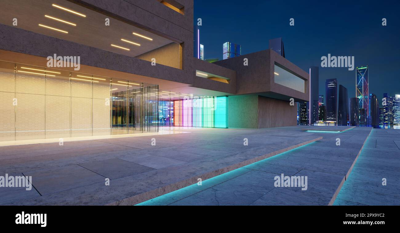 Modern office buildings exterior. 3d rendering Stock Photo - Alamy